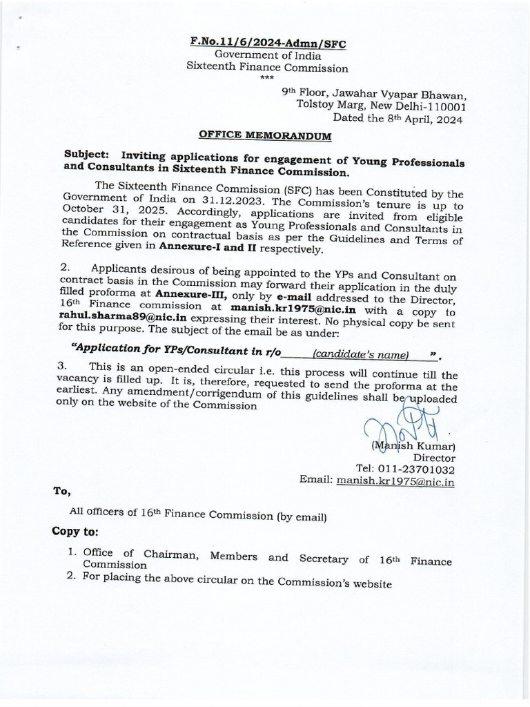 Guidelines of YPs & Consultants in 16th FC | PDF