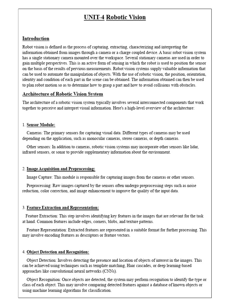 Unit 4 | PDF | Computer Vision | Robotics