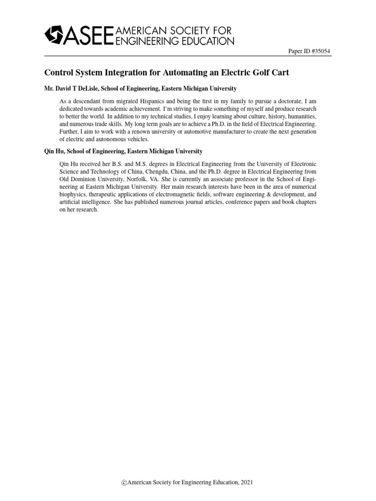 Automating Electric Golf Cart Control System | PDF | Servomechanism ...