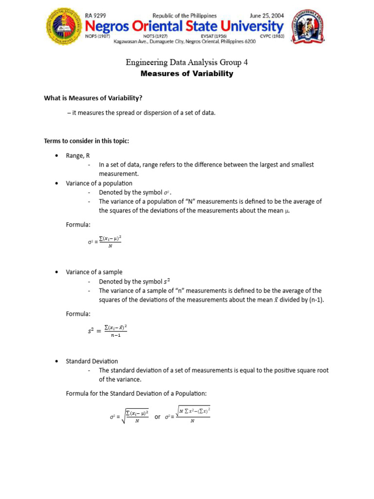 G4 Measures Of Variability Download Free Pdf Standard Deviation