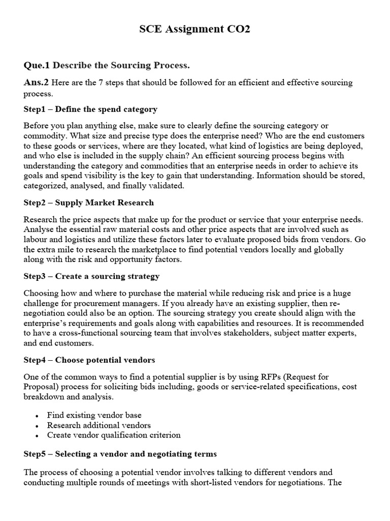 Sce Assignment Co2 Download Free Pdf Procurement Supply Chain