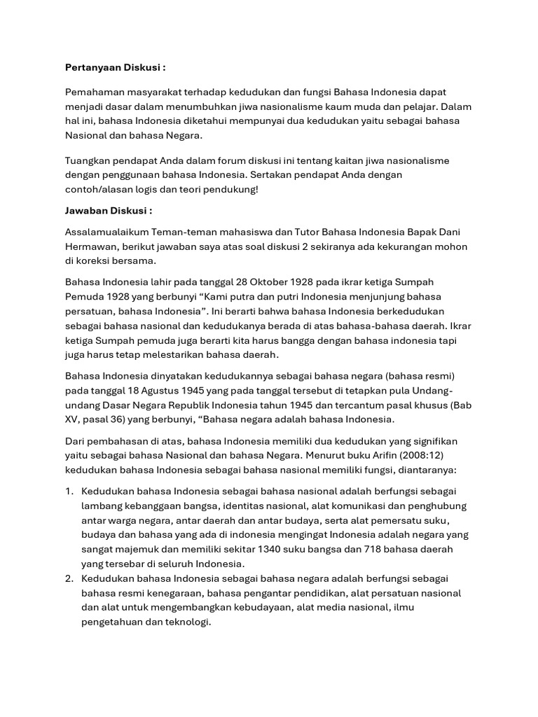 Diskusi 2 Bahasa Indonesia | PDF