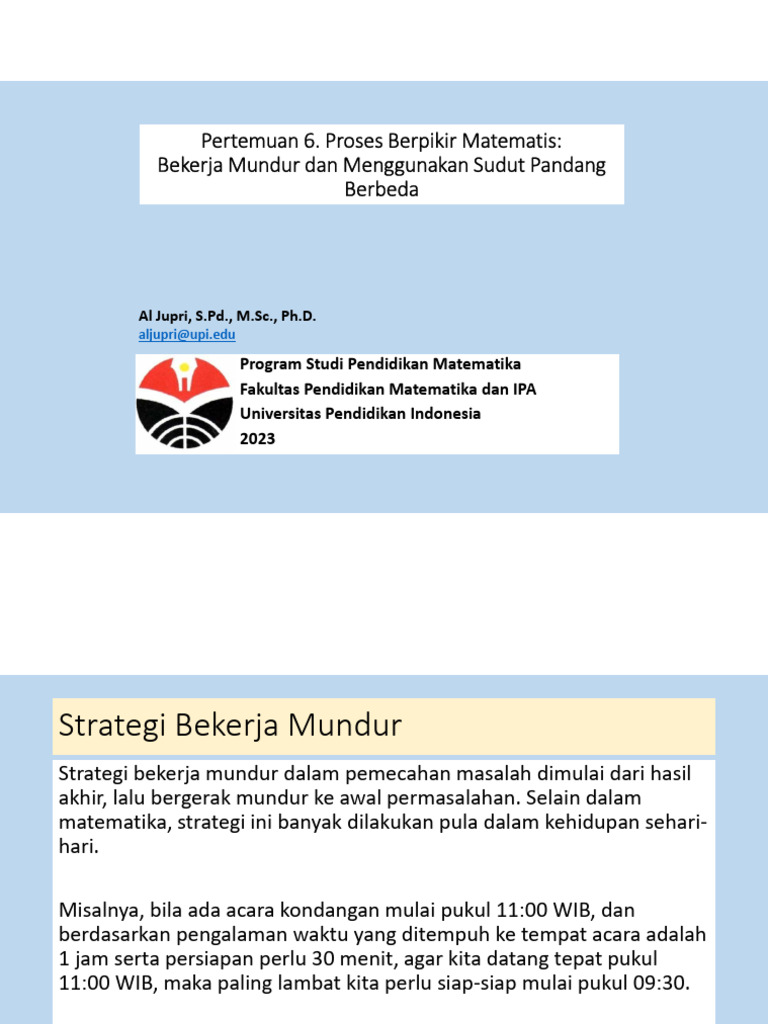 PPT-Pertemuan 6 - PBM - S2 P Mat - Al Jupri | PDF