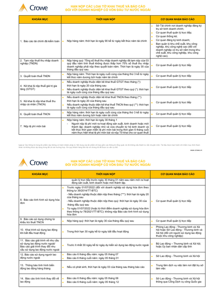 Han Nop To Khai Thue Va Bao Cao. Vie. Final | PDF