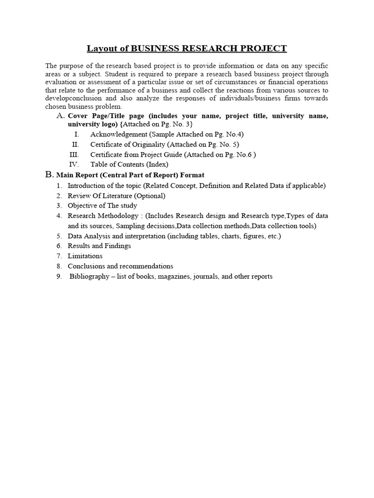 Layout of Business Research Project | PDF | Data | Evaluation