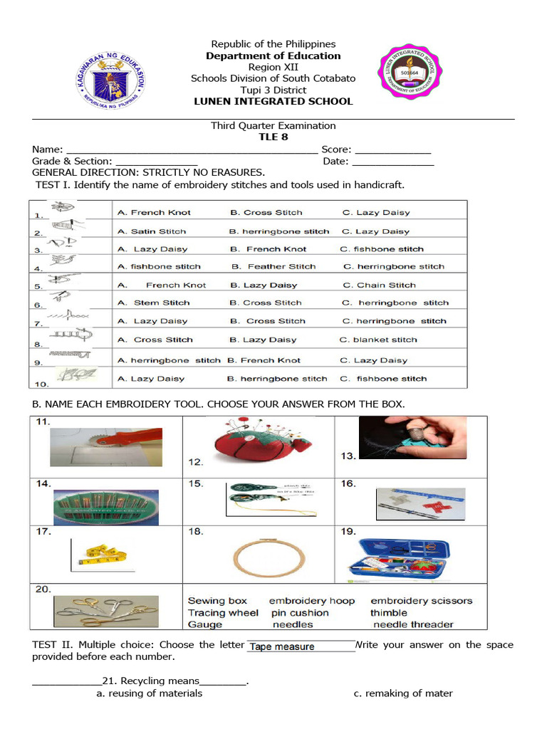 Tle Exam 3 | PDF | Recycling | Waste