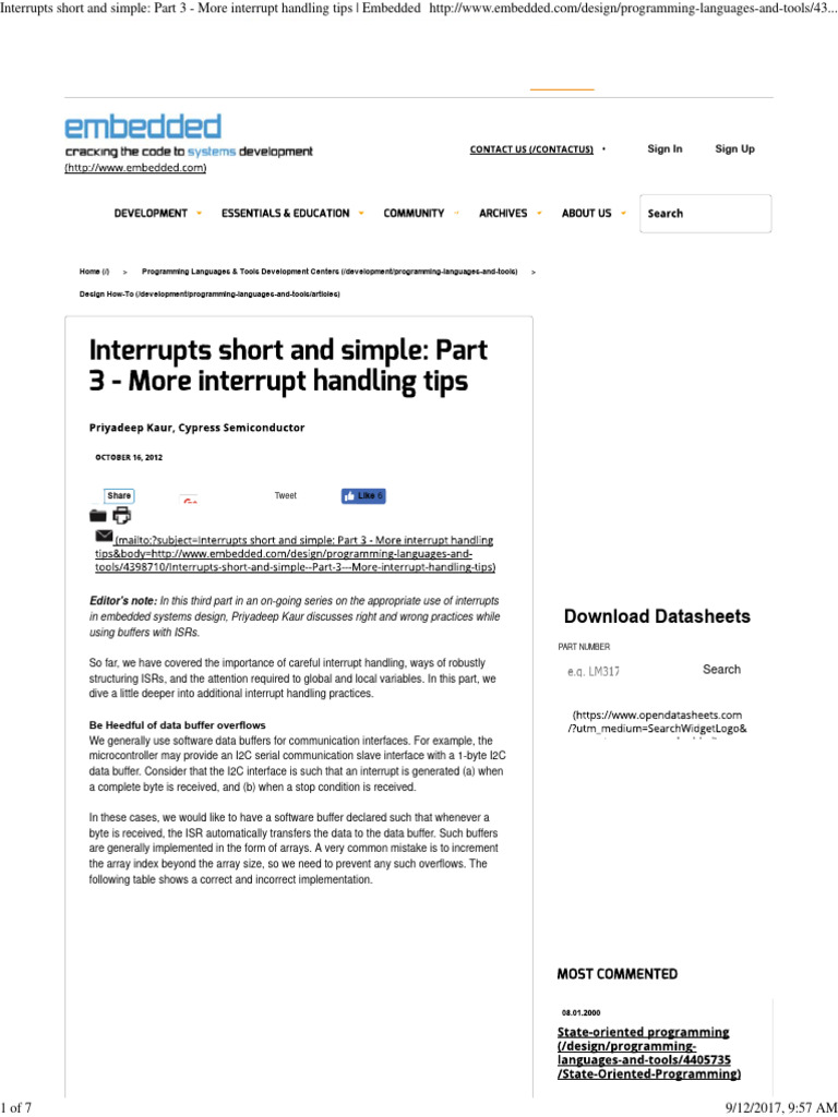 Interrupts Short and Simple - Part 3 - More Interrupt Handling Tips - Embedded | PDF | All ...
