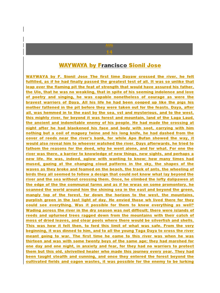 Waywaya, F. Sionel Jose | PDF | Art | Poetry