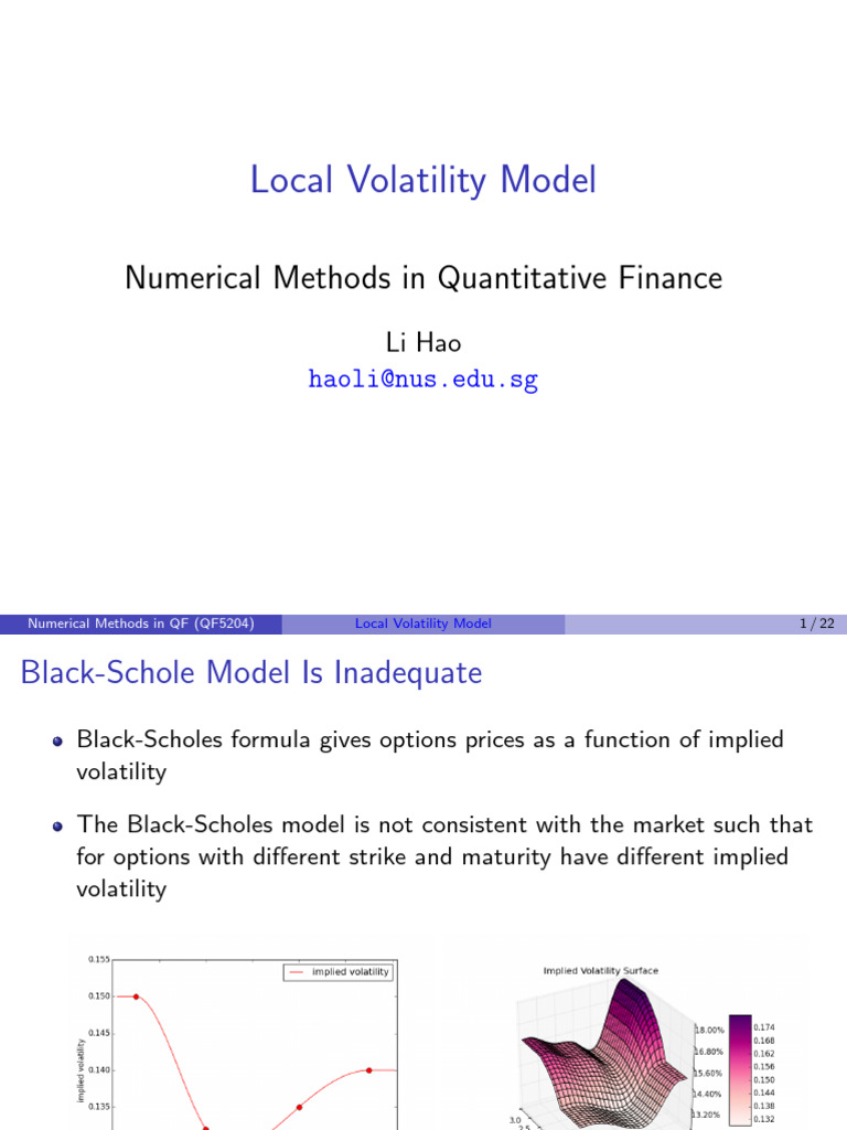 Localvol | PDF | Black–Scholes Model | Volatility (Finance)