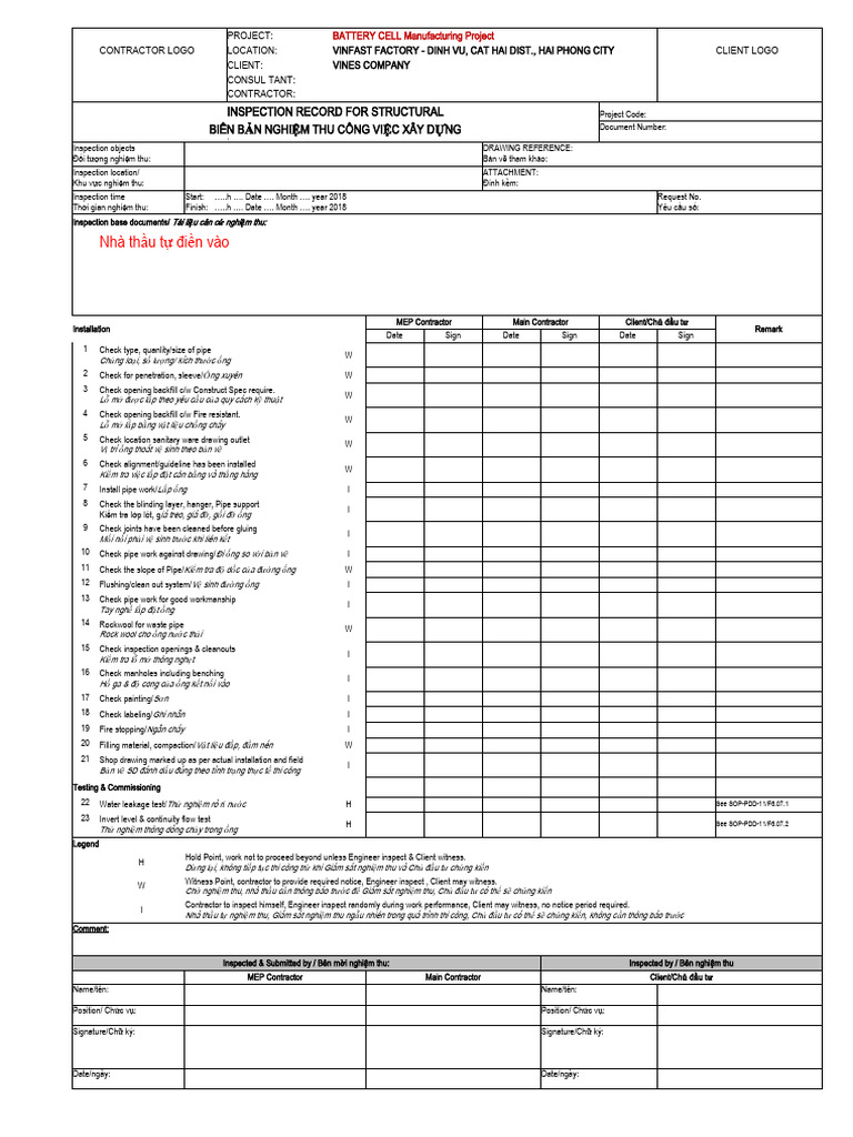 SOP-PDD-11-F6.08 Sewage Water Pipe System Installation | PDF