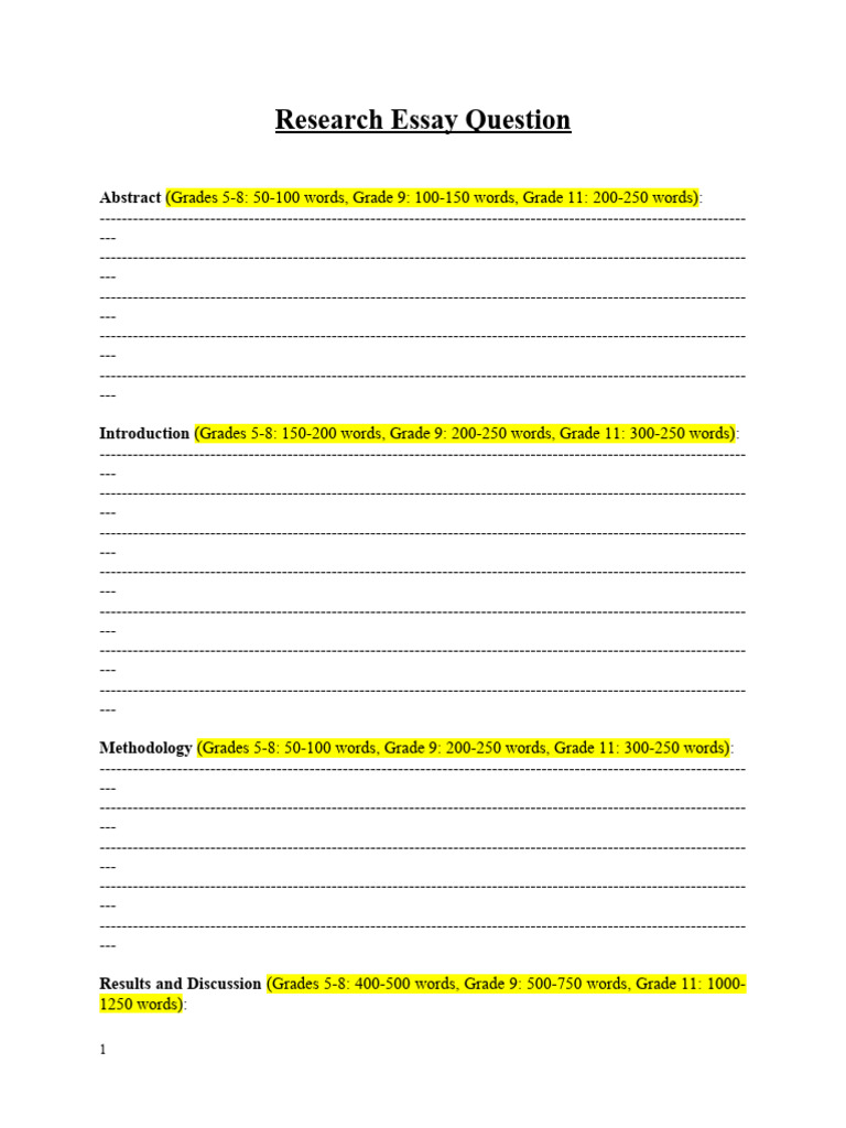 Research Essay - Template | PDF | Language Arts & Discipline | Teaching ...