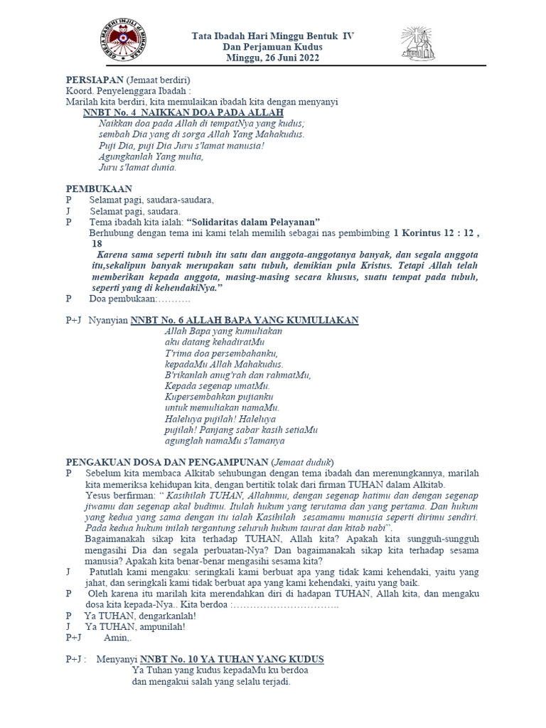 Tata Ibadah Minggu Bentuk IV | PDF | Kajian Bahasa Asing | Agama & Spiritualitas
