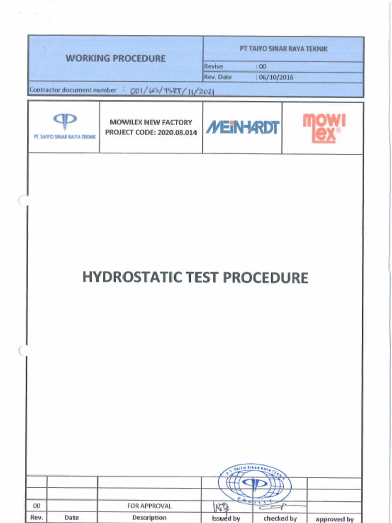 001-WS-TSRT Hydrotest Procedure | PDF