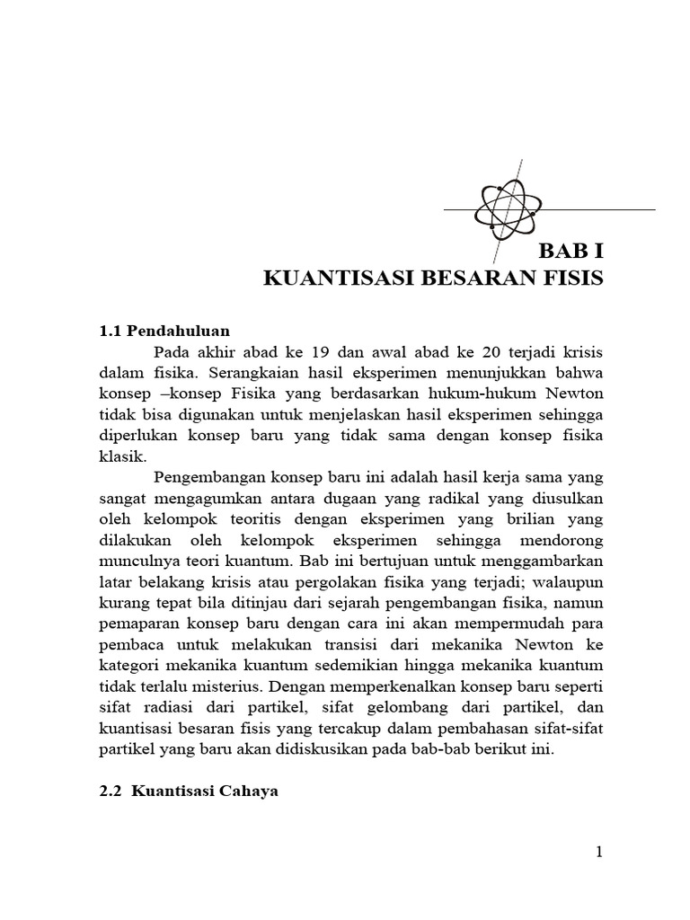 Bab I Pend - Mek. Kuantum, Bab II Revisi BARU SEKALI | PDF