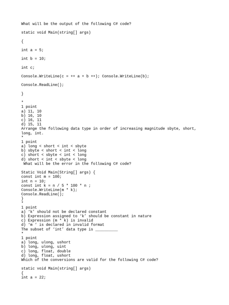 Exam 4 | Download Free PDF | C Sharp (Programming Language) | Computer Programming