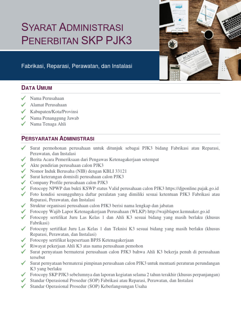 Syarat Administrasi Penerbitan SKP PJK3 | PDF | Komputer | Teknologi & Rekayasa