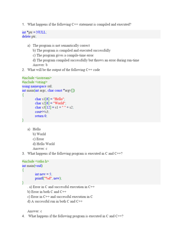 CPP MCQ | Download Free PDF | C++ | Namespace