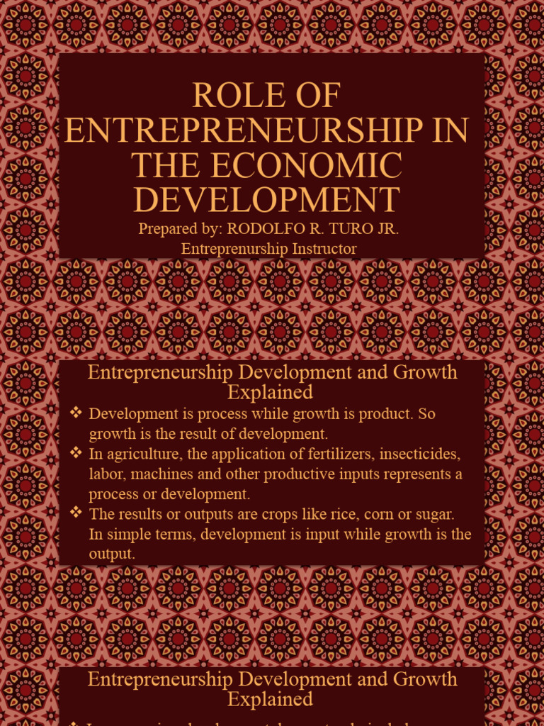 Role of Entrepreneurship in Economic Development | PDF | Economic ...