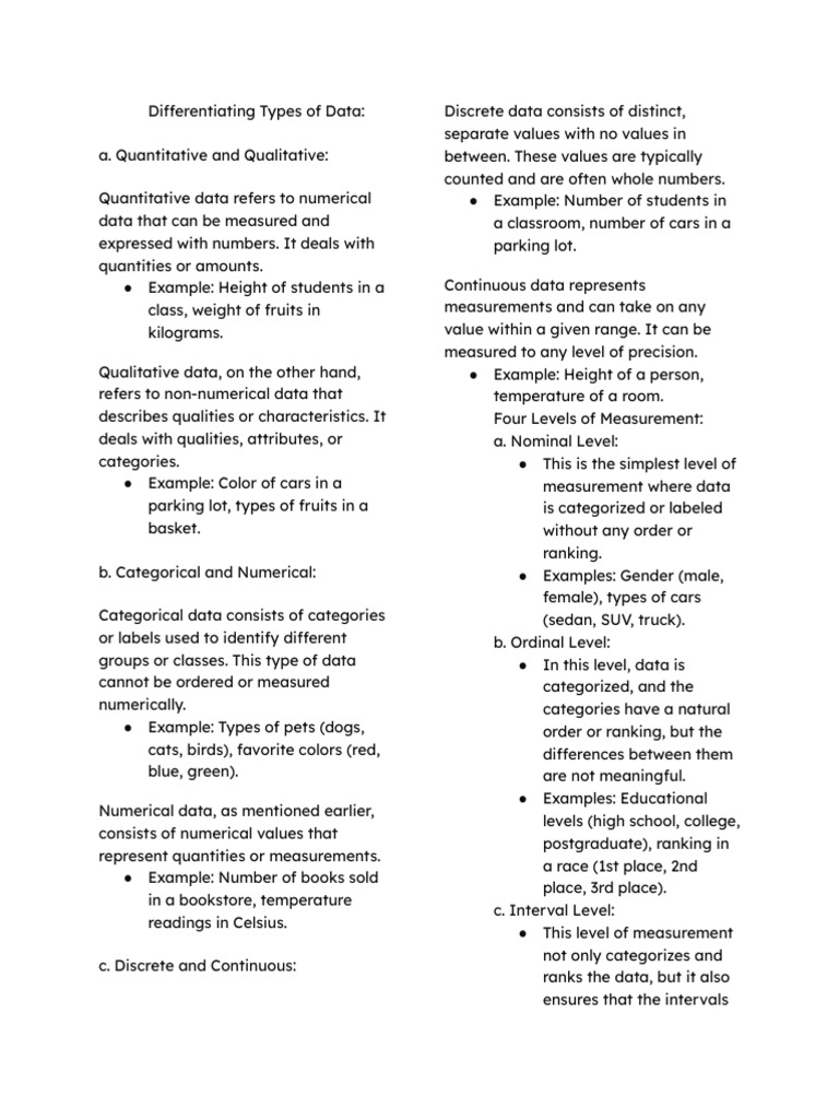 Differentiating Types of Data_ | PDF | Level Of Measurement | Measurement