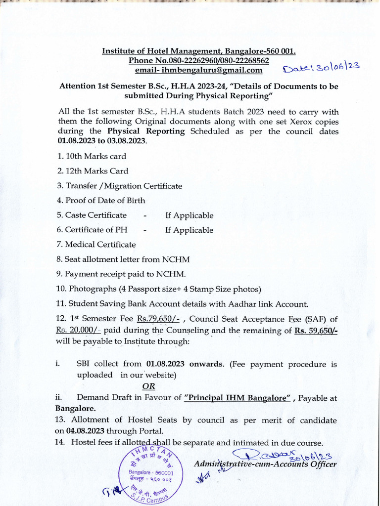 Details of Documents To Be Submitted During Physical Reporting (1) . | PDF