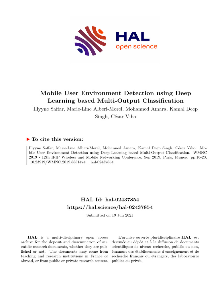 Mobile User Environment Detection Using Deep Learning Based Multi-Output Classification | PDF ...