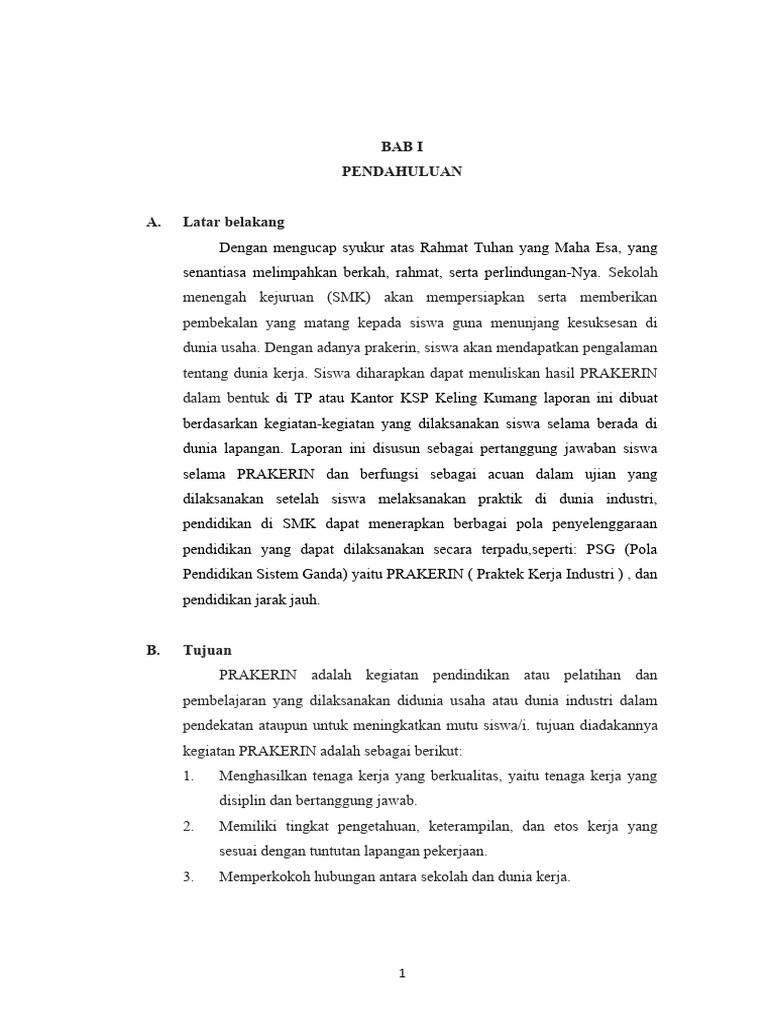 Contoh Laporan Magang SMK | PDF