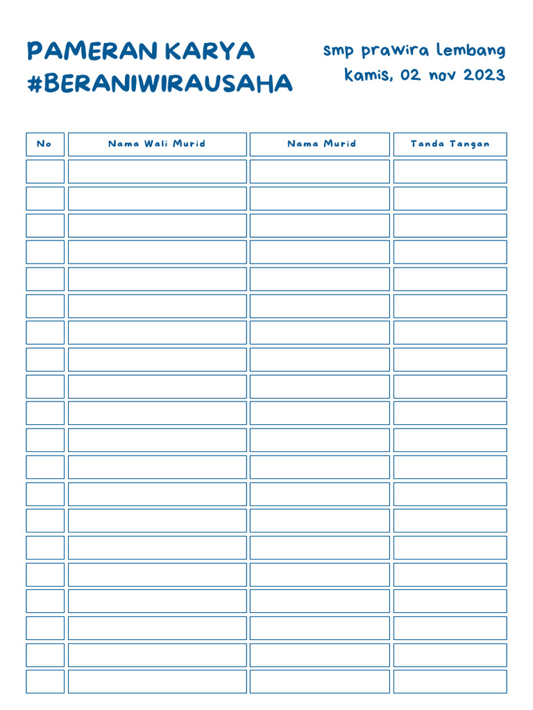 White and Gray Minimalist Sign Up Sheet A4 Form (Document (A4)) | PDF