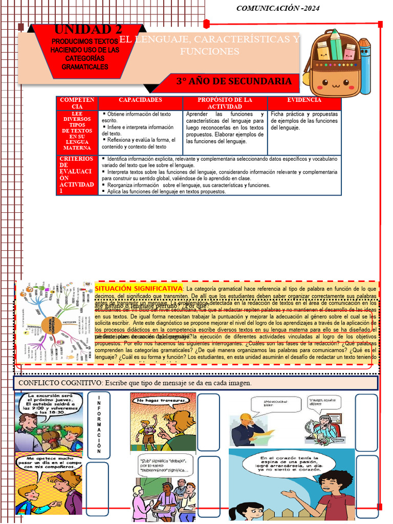 3º SEC. COMUN. FICHA DE ACTV 01-2024 | PDF | Comunicación | Información