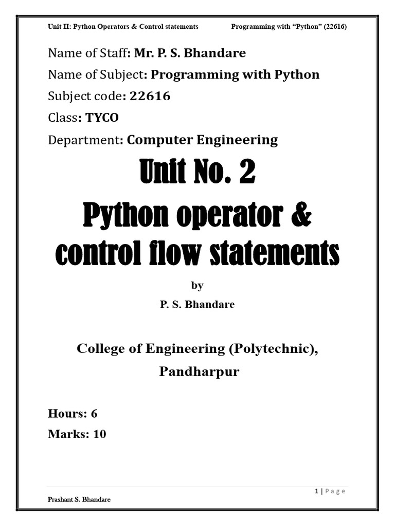 PWP Chapter 2 | PDF | Division (Mathematics) | Control Flow