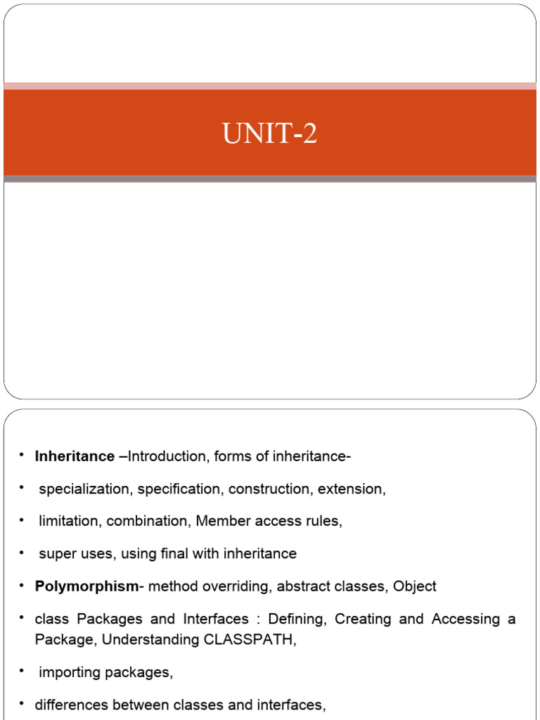 Unit 2 | PDF | Inheritance (Object Oriented Programming) | Class (Computer Programming)