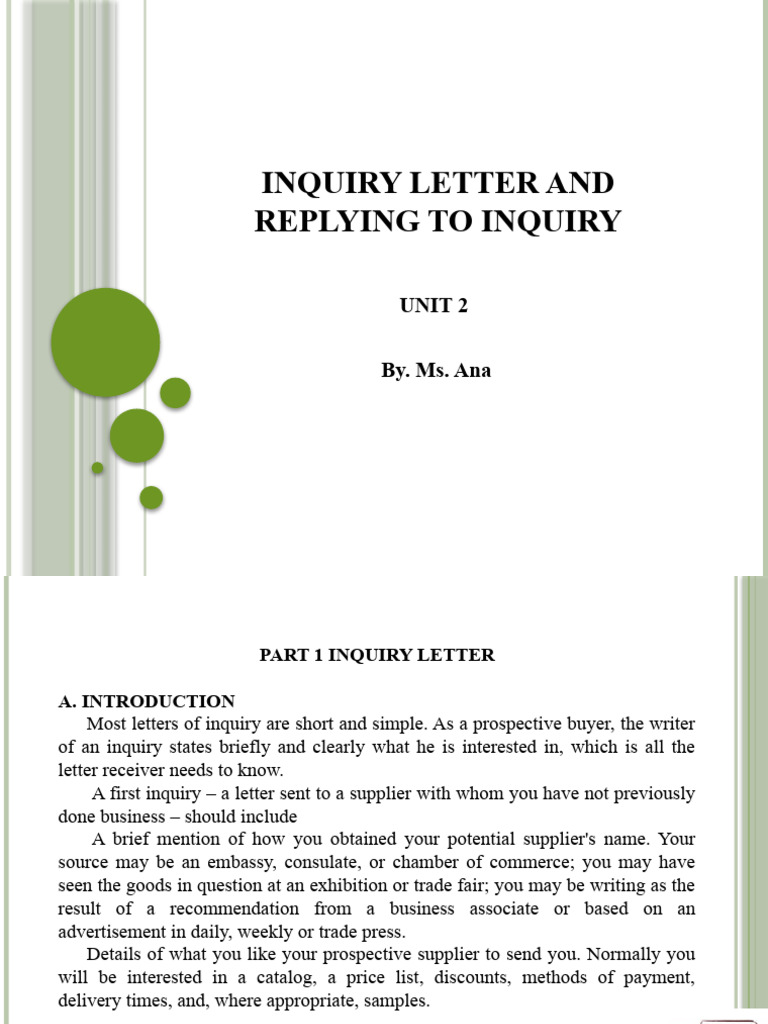 Inquiry Letter Writing Guide | PDF | Madam | Methodology