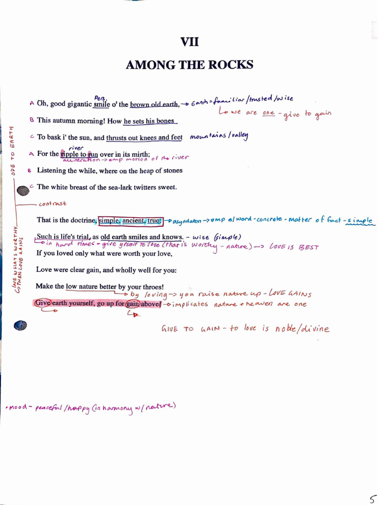 Among The Rocks - Browning Analysis Notes | PDF