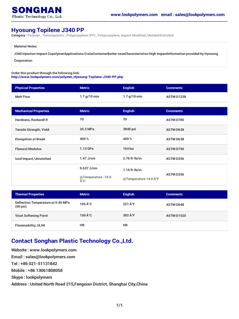 Hyosung Topilene J340 PP | PDF