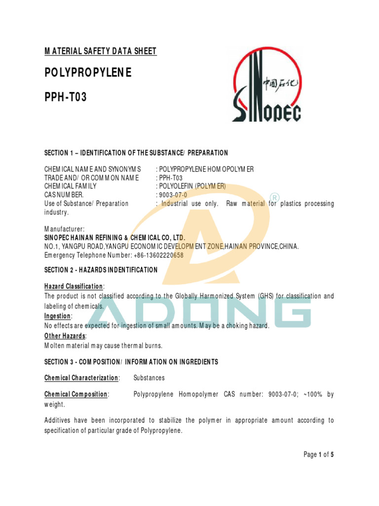 SDS PP T03 Logo | PDF | Fires | Materials