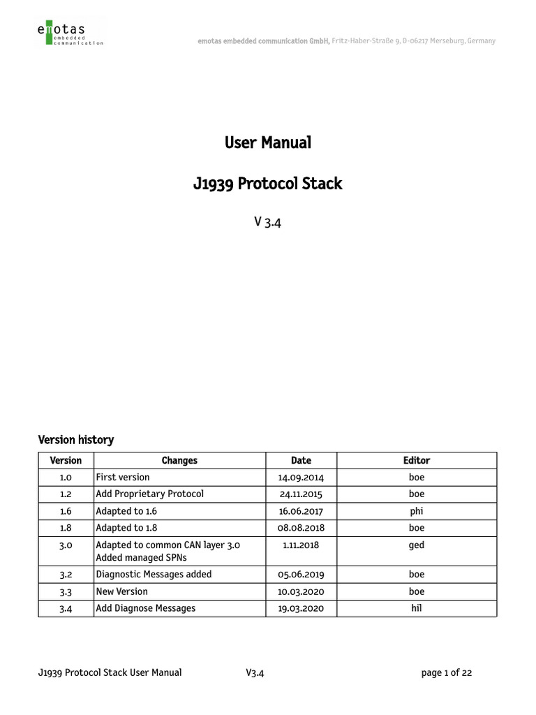 Emotas Sae j1939 Stack User Manual English | PDF | Variable (Computer Science) | Pointer ...