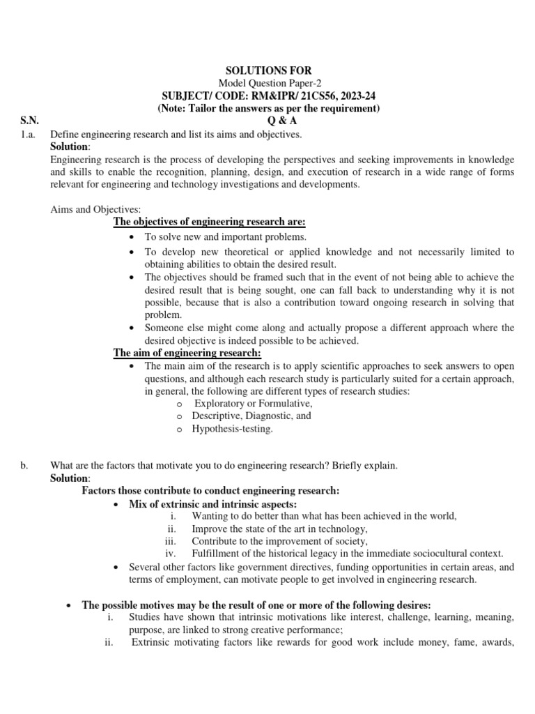 21rmi56 - Solution To Model QP 2 | PDF | Prior Art | Patent