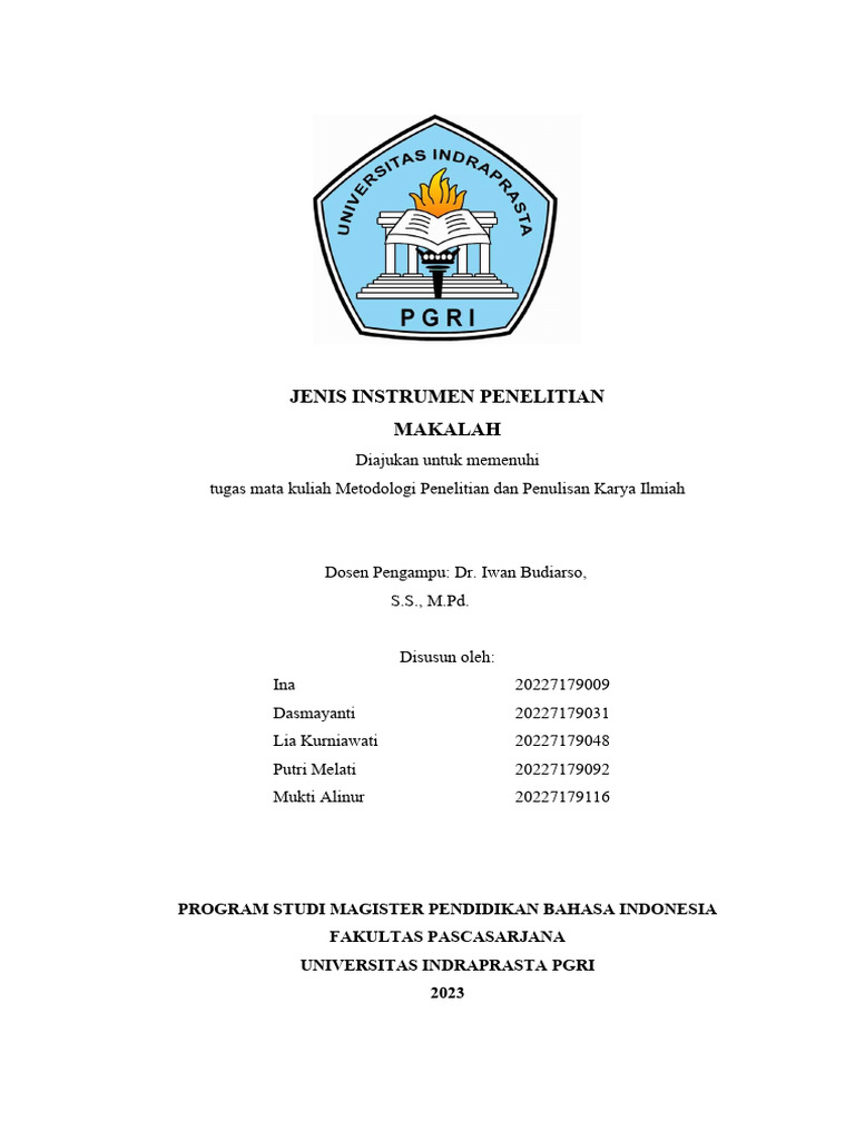 Jenis Instrumen Penelitian Pendidikan | PDF