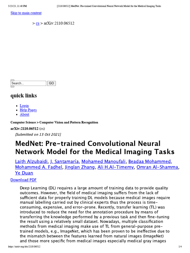 [2110.06512] MedNet_ Pre-trained Convolutional Neural Network Model for ...