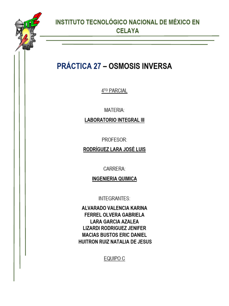 Osmosis Inversa | PDF | Ósmosis | Membrana