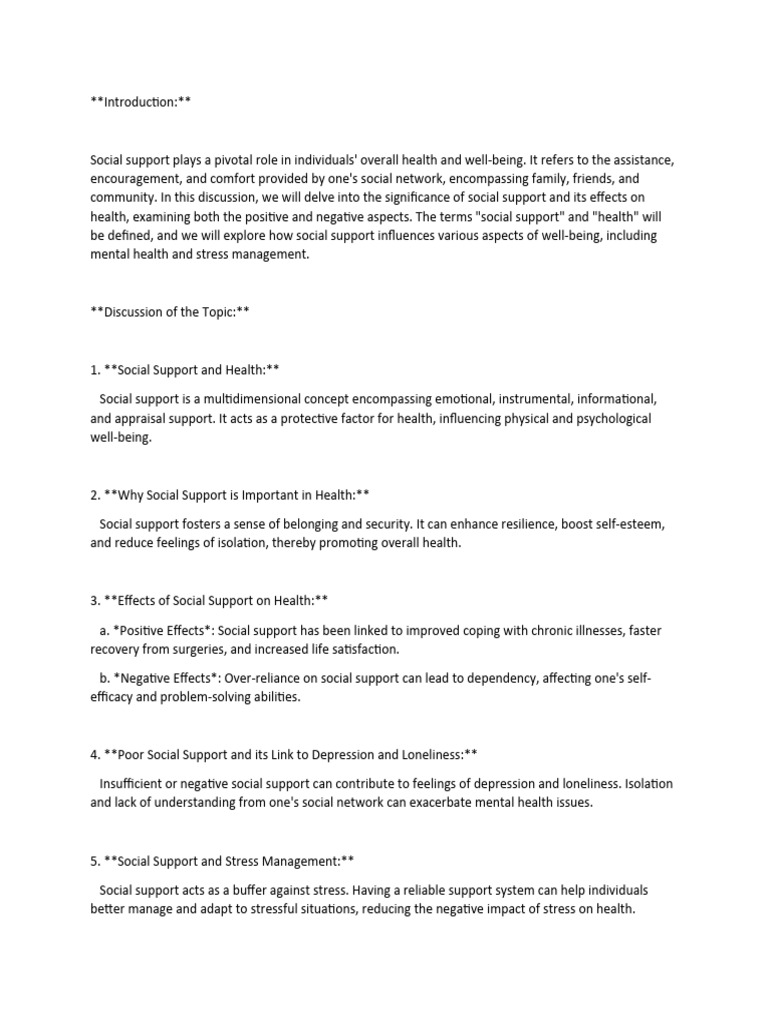 Introduction To Social Support | PDF | Social Support | Health Care