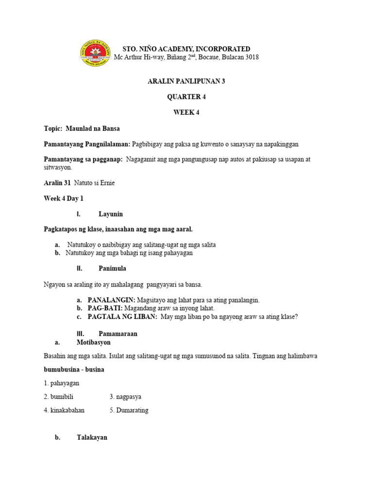 Filipino 3 Q4 Week 4 Day 1,2 | PDF