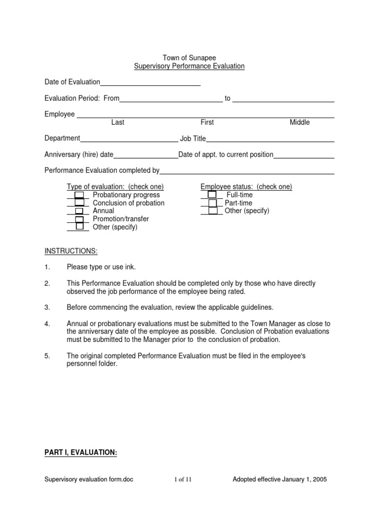 Supervisor Performance Evaluation | PDF | Occupational Safety And ...