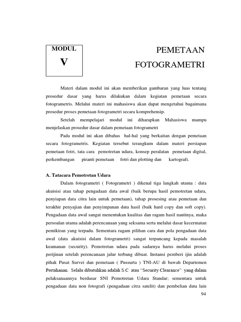 Prosedur Pemetaan Fotogrametri Dasar | PDF | Teknologi & Rekayasa