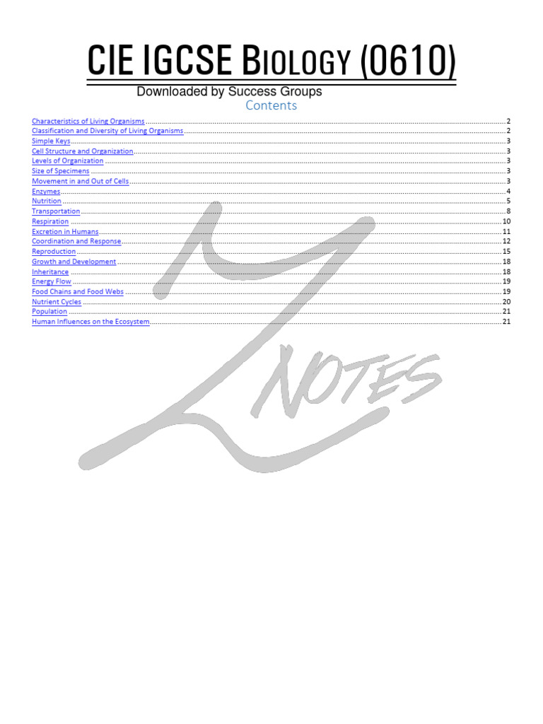 Biology Notes | PDF | Cell (Biology) | Biology