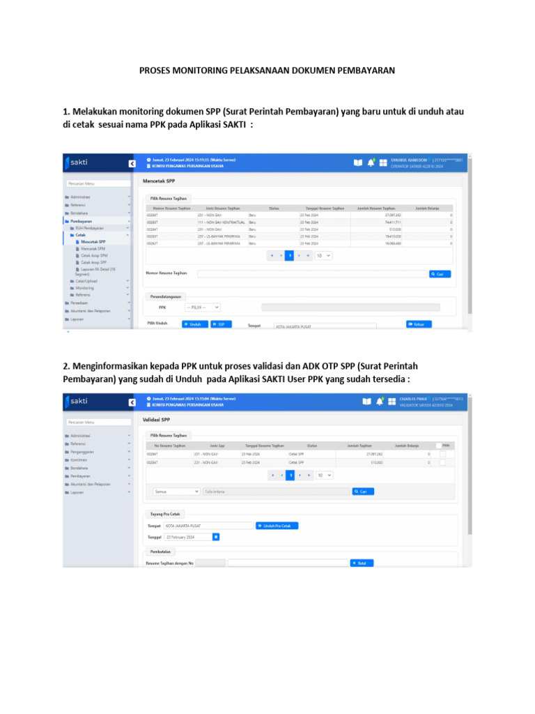 SKP Proses Monitoring Pelaksanaan Dokumen Pembayaran Syahrul | PDF