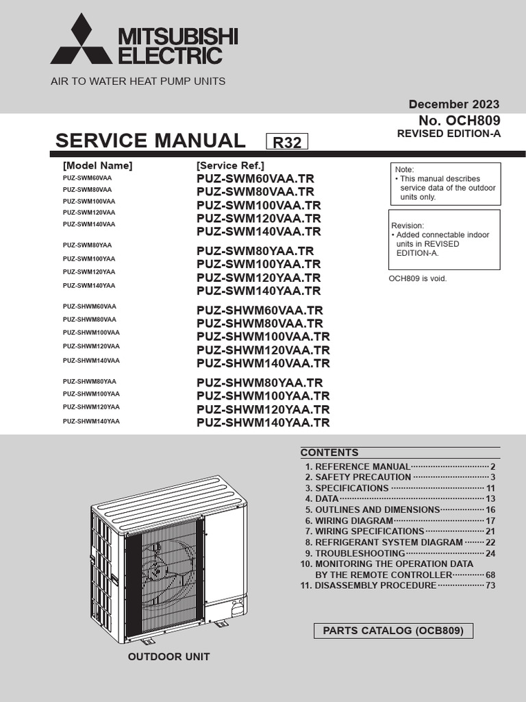 Service Manual Mitsubishi Electric Power Inverter Zubadan PUZ SHWM60.80.100.120.140VYAA | PDF ...