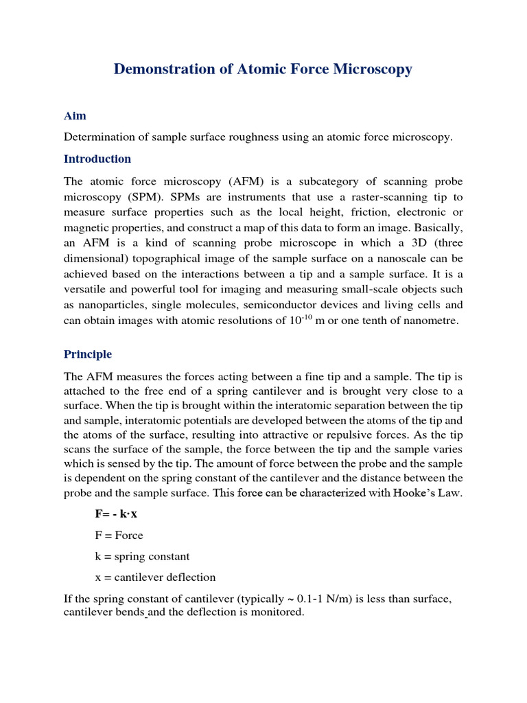 Demonstration of Atomic Force Microscopy_MTech-IITG | PDF | Atomic Force Microscopy | Microscope