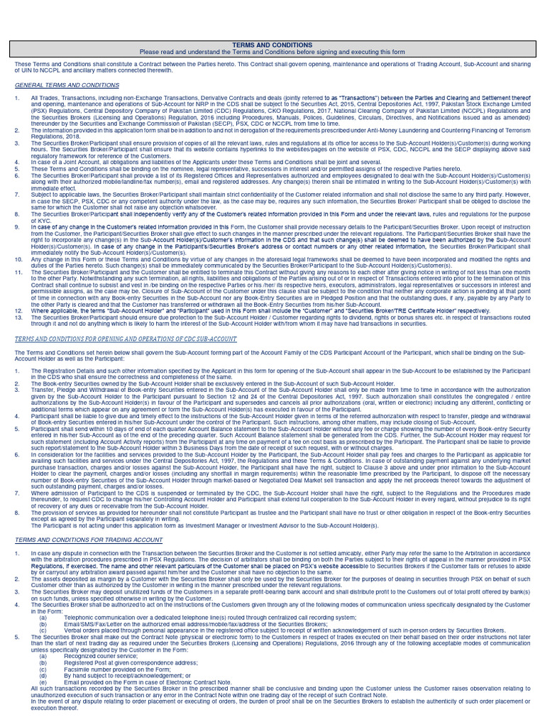 Terms and Conditions - CDC | PDF | Securities (Finance) | Cheque