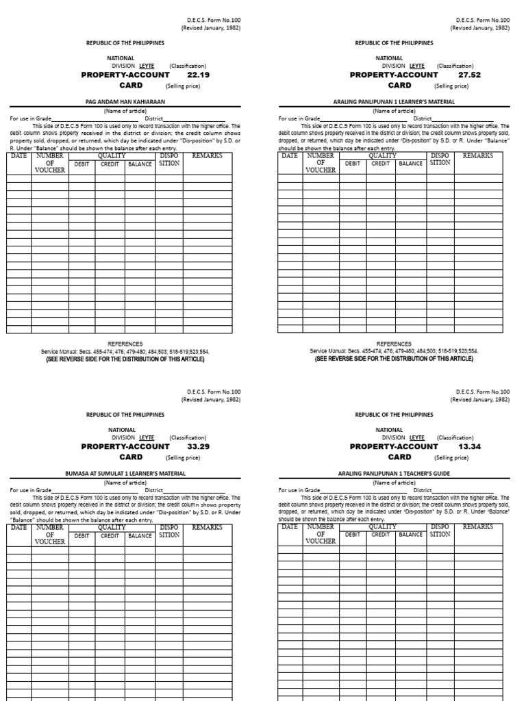 Property Account Card | PDF | Debits And Credits | Corporate Jargon