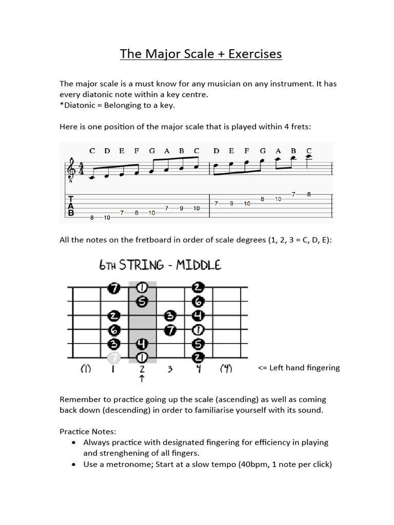 Major Scale Guide & Exercises | PDF | Language Arts & Discipline